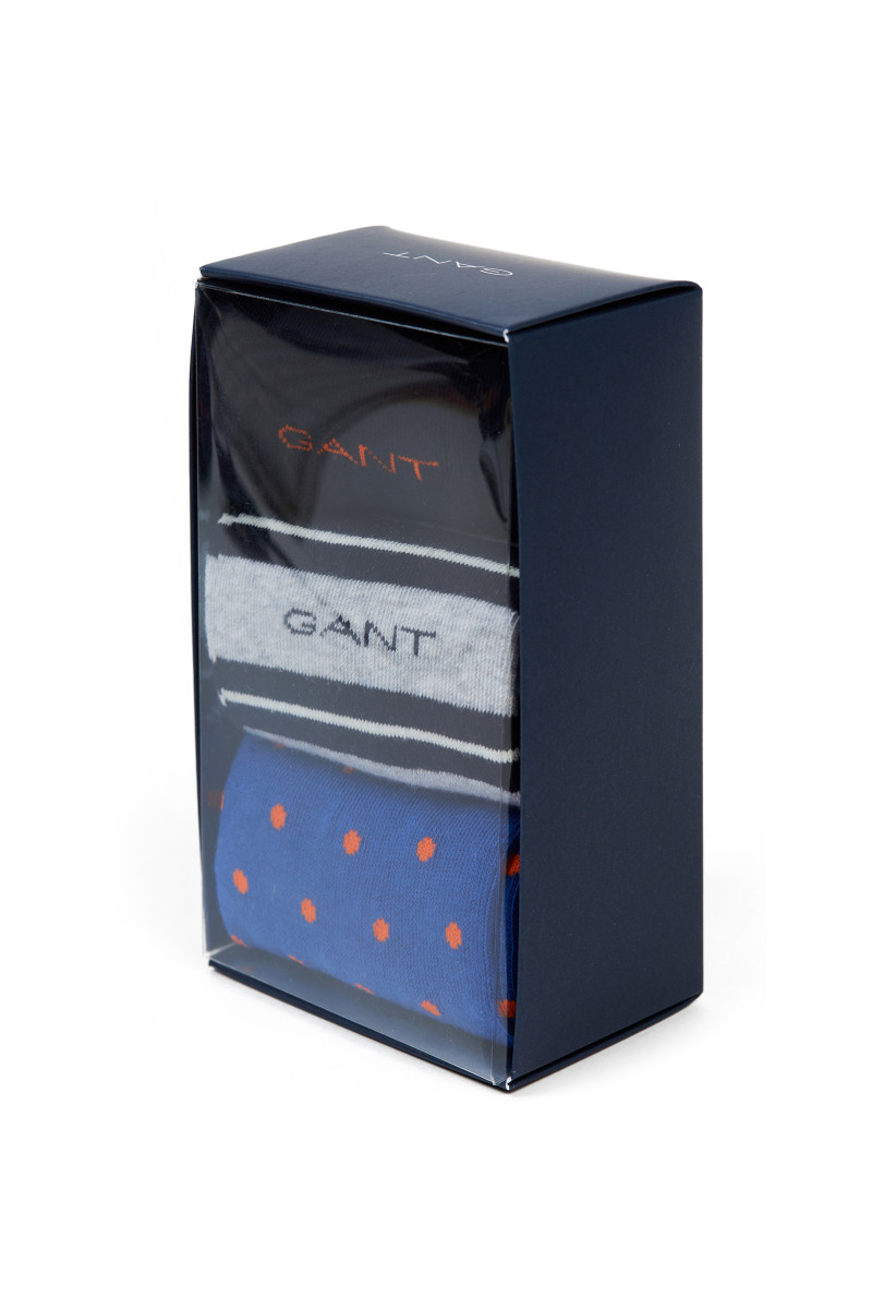PONOŽKY GANT D2. 3-PACK MIX SOCKS GIFT BOX LIGHT GREY MELANGE | GANT CZ