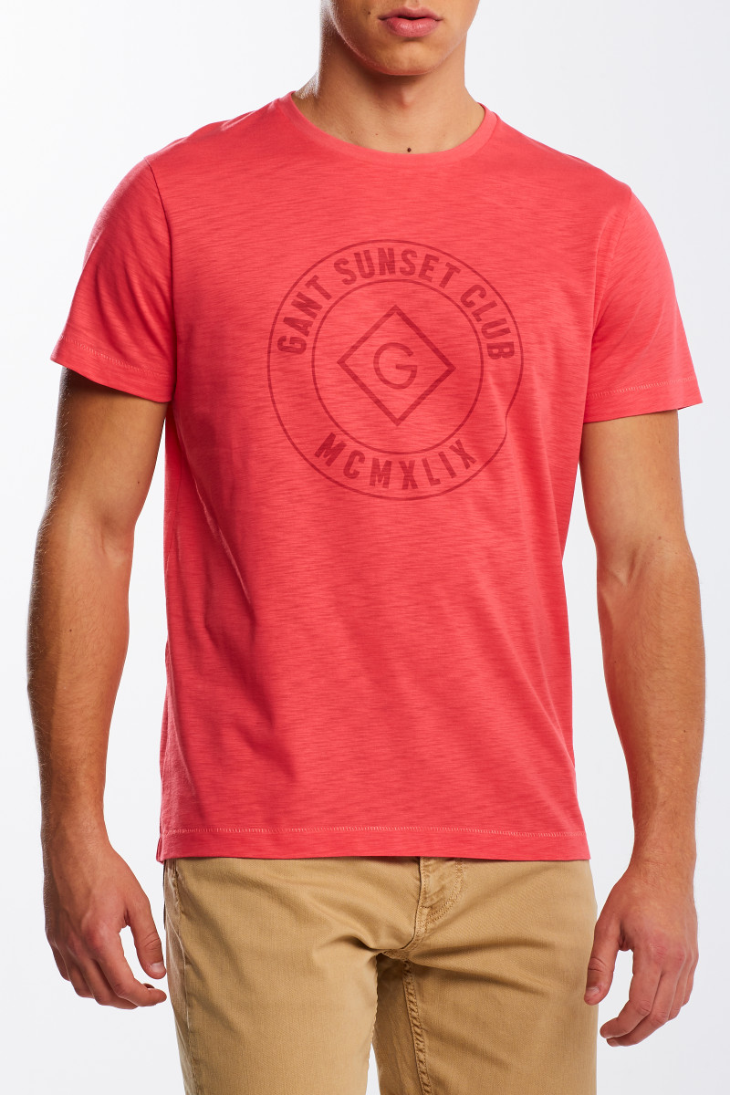TRIČKO GANT D2. SUNSET CLUB SS T-SHIRT PARADISE PINK | GANT CZ