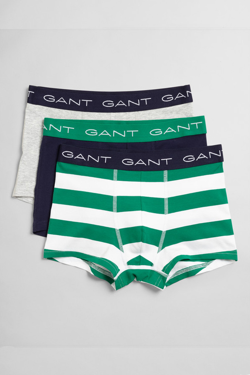 SPODNÍ PRÁDLO GANT RUGBY STRIPE BOY'S TRUNK 3-PACK LUSH GREEN | GANT CZ