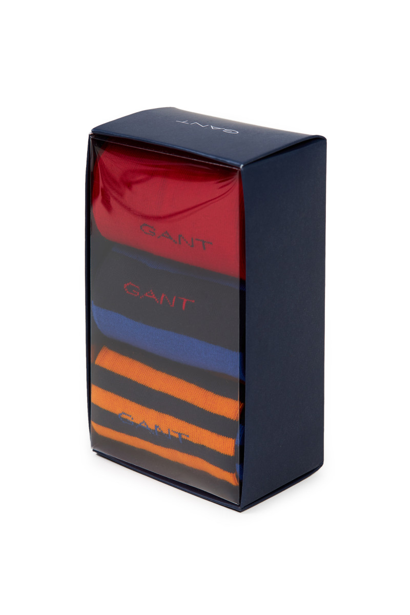 PONOŽKY GANT D1. STRIPED SOCKS 3-PACK GIFTBOX BRIGHT RED | GANT CZ