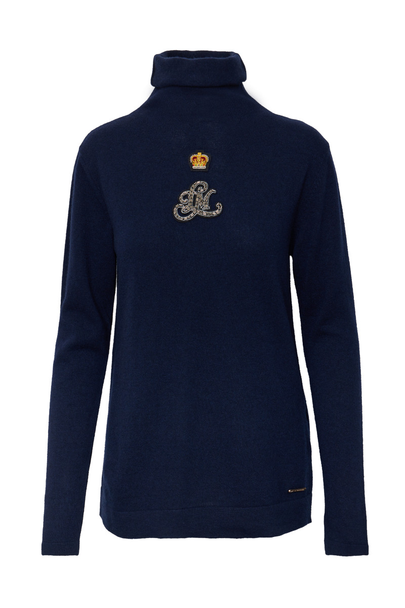 GARBÓ LA MARTINA WOMAN TURTLE NECK SWEATER WOOL NAVY | VERMONT HU