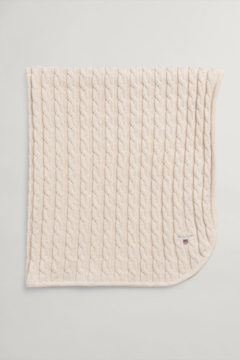 TAKARÓ GANT D1. COTTON CABLE BLANKET MANILA MELANGE | GANT HU