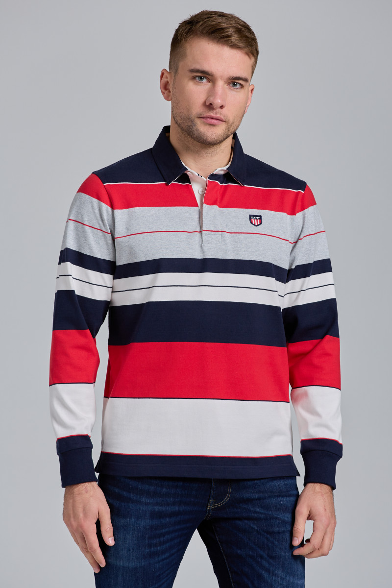POLOKOŠILE GANT D1. STRIPED RETRO SHIELD RUGGER EVENING BLUE | GANT CZ