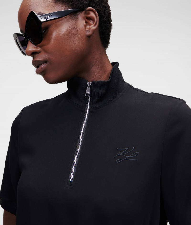 RUHA KARL LAGERFELD CADY DRESS W/ DRAWCORD WAIST BLACK | VERMONT HU