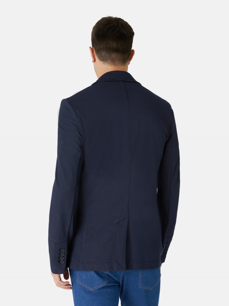 BLEJZR TRUSSARDI BLAZER DIAGONAL JERSEY NAVY BLUE/WHITE | VERMONT CZ