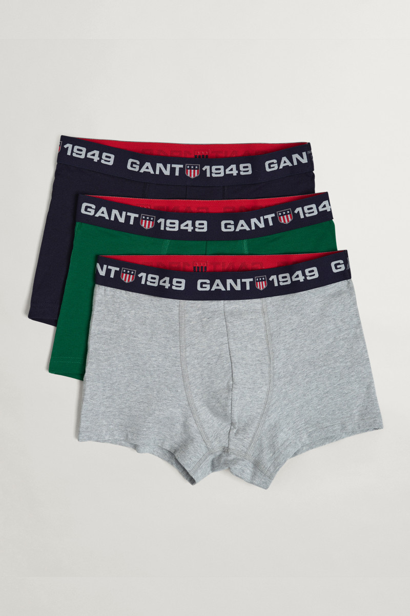 SPODNÍ PRÁDLO GANT BOY'S TRUNK 3-PACK LIGHT GREY MELANGE | GANT CZ