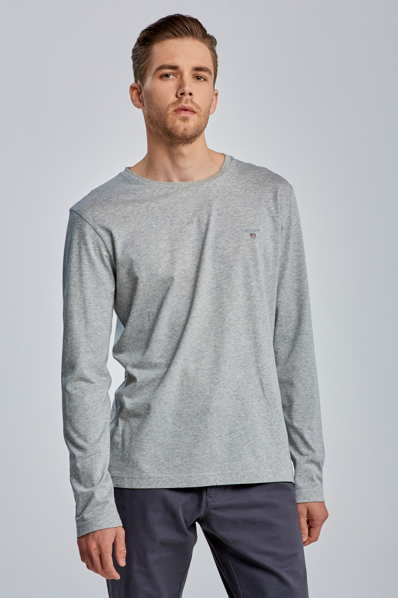 TRIČKO GANT ORIGINAL SLIM LS T-SHIRT LIGHT GREY MELANGE | GANT CZ