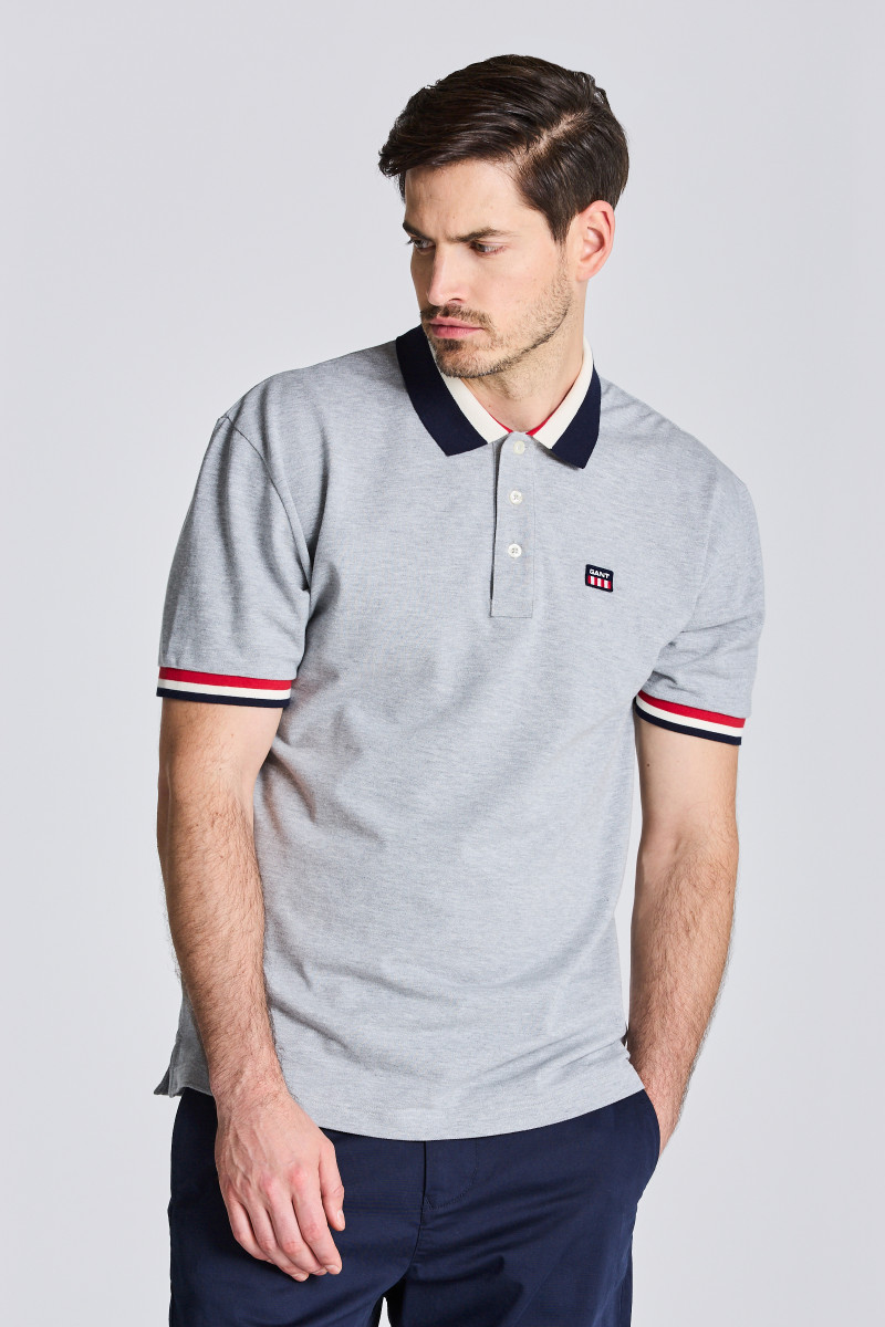 POLOKOŠILE GANT D1. RETRO SHIELD PIQUE SS RUGGER GREY MELANGE | GANT CZ