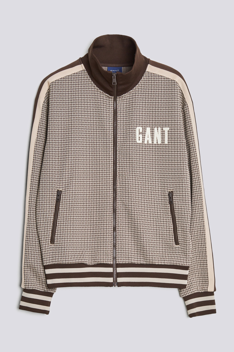 MIKINA GANT D1. HOUNDSTOOTH TRACKSUIT JACKET chocolate brown | GANT CZ