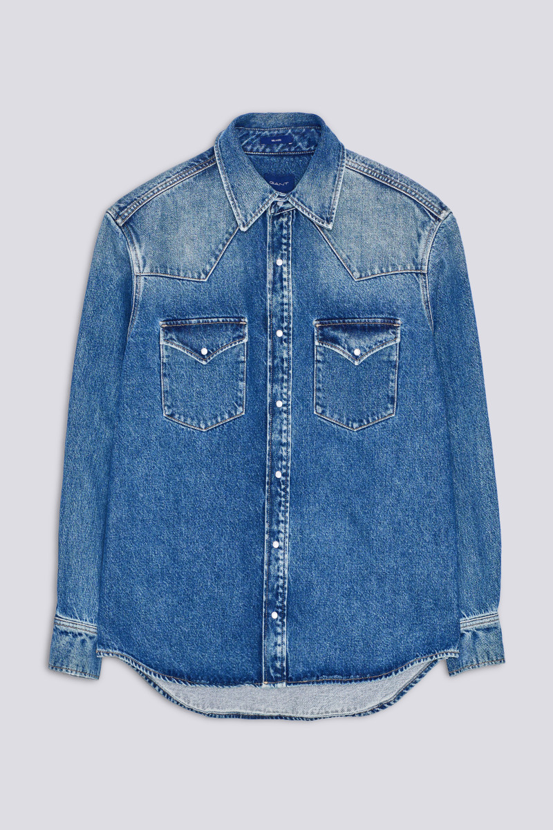 KOŠILE GANT D2. REL DENIM WESTERN TOWN mid blue vintage | GANT CZ