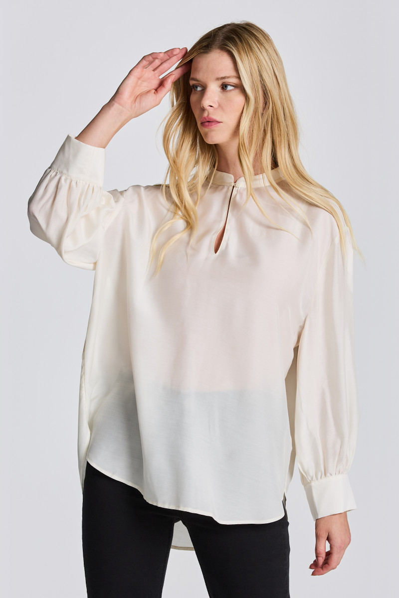 BLÚZ GANT D2. LYOCELL SILK POP OVER BLOUSE LINEN | GANT HU