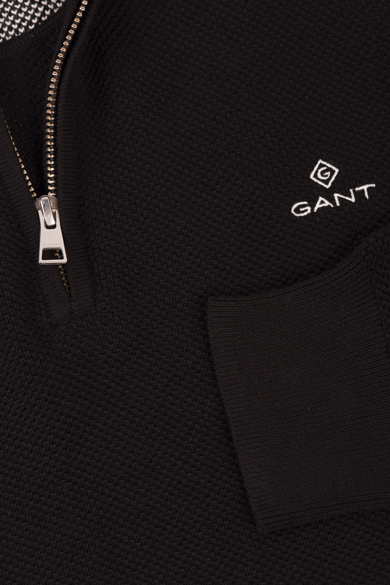 SVETR GANT COTTON PIQUE HALF ZIP black | GANT CZ