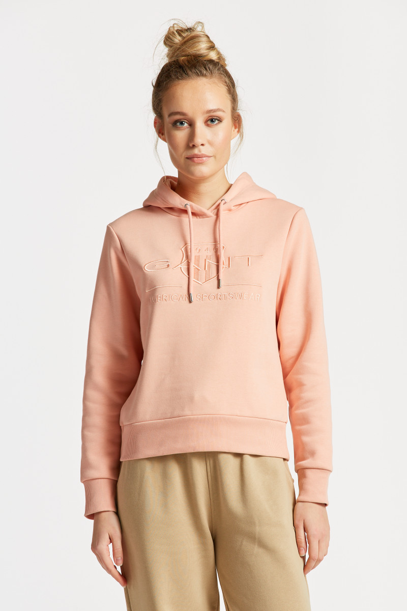 MIKINA GANT REG TONAL SHIELD HOODIE GUAVA ORANGE | GANT SK