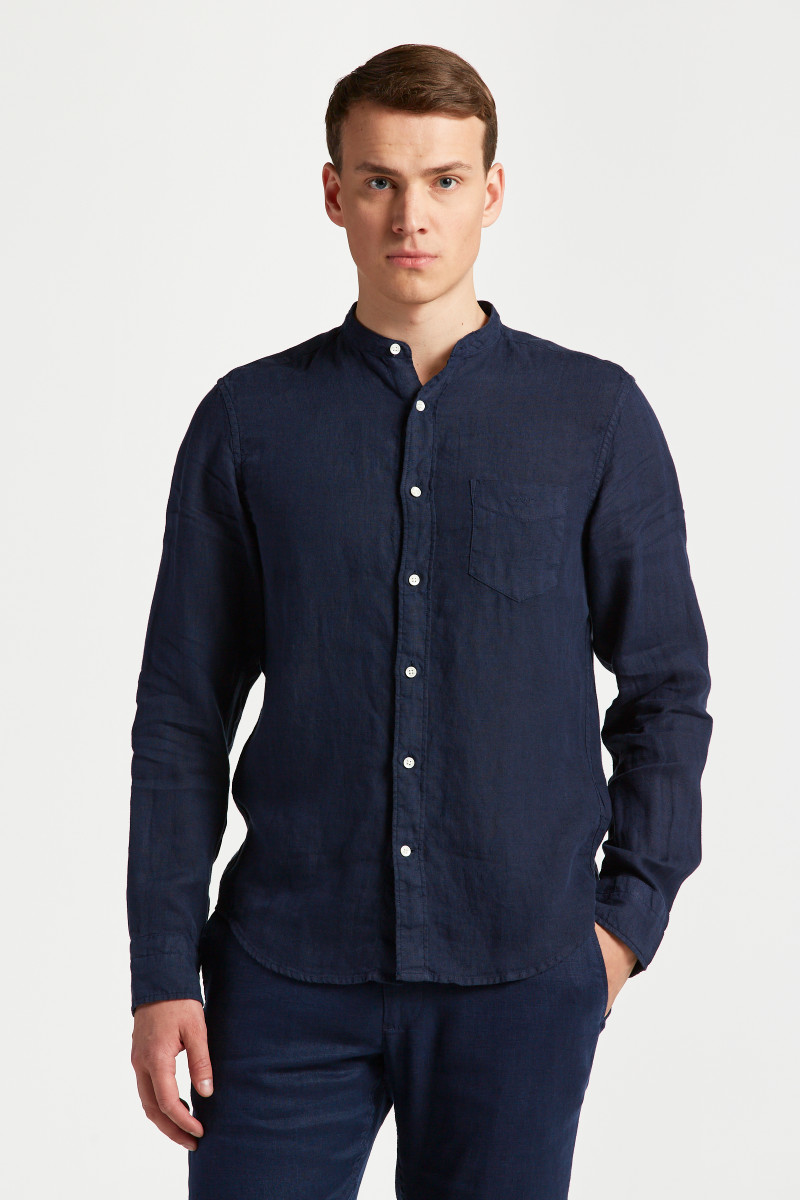 KOŠILE GANT REG UT GMNT DYED LINEN BAND SHIRT MARINE | GANT CZ