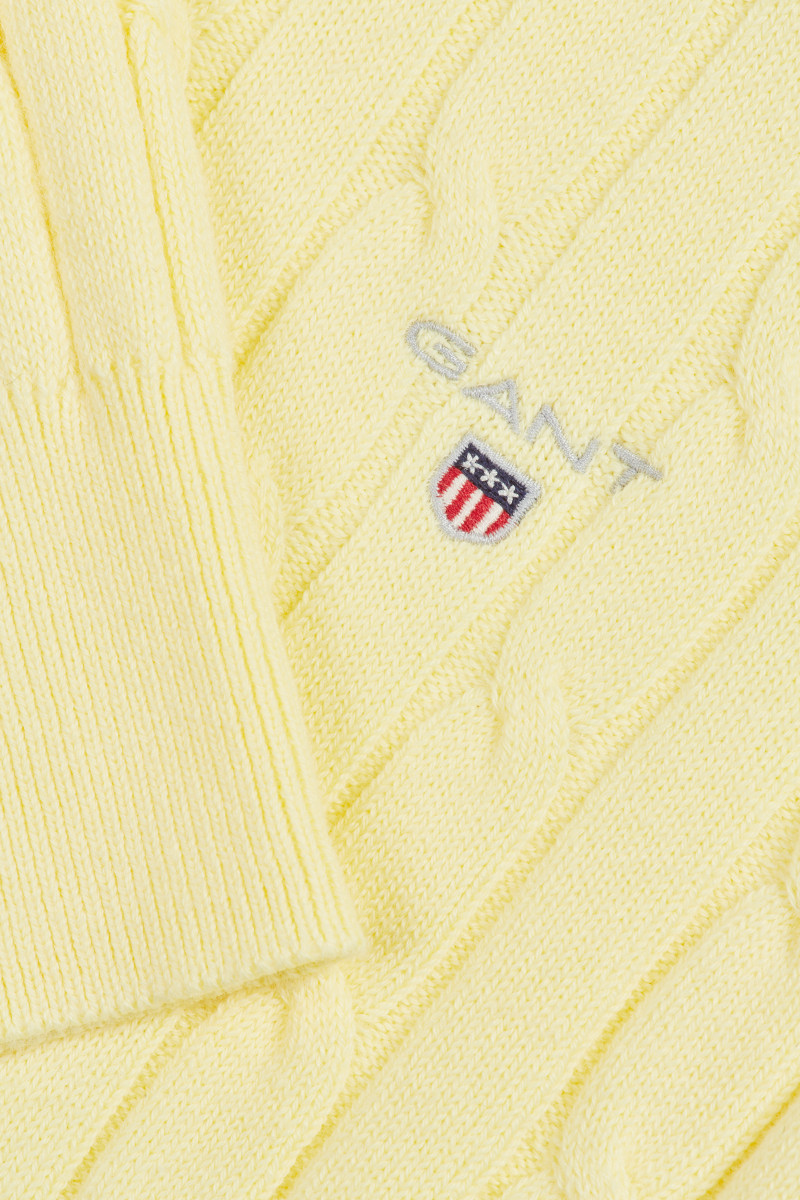 SVETER GANT STRETCH COTTON CABLE C-NECK lemonade yellow | GANT SK