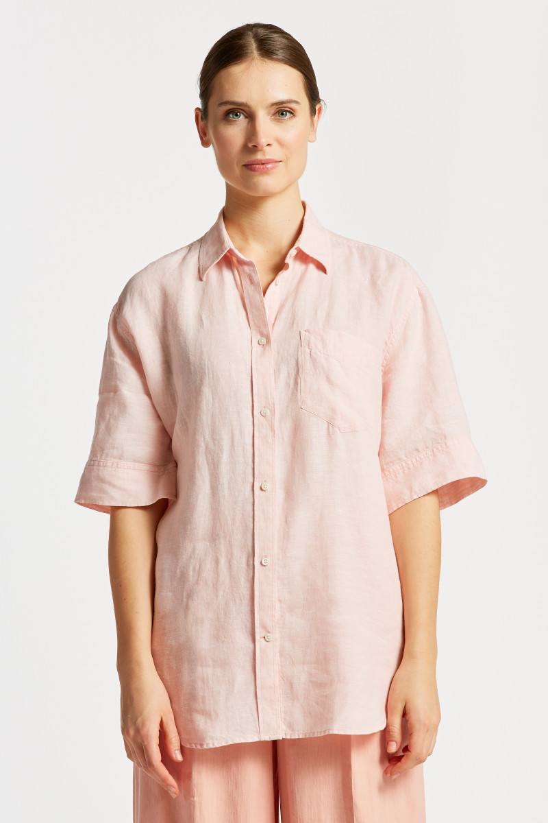 KOŠEĽA GANT REL SS LINEN CHAMBRAY SHIRT GUAVA ORANGE | GANT SK