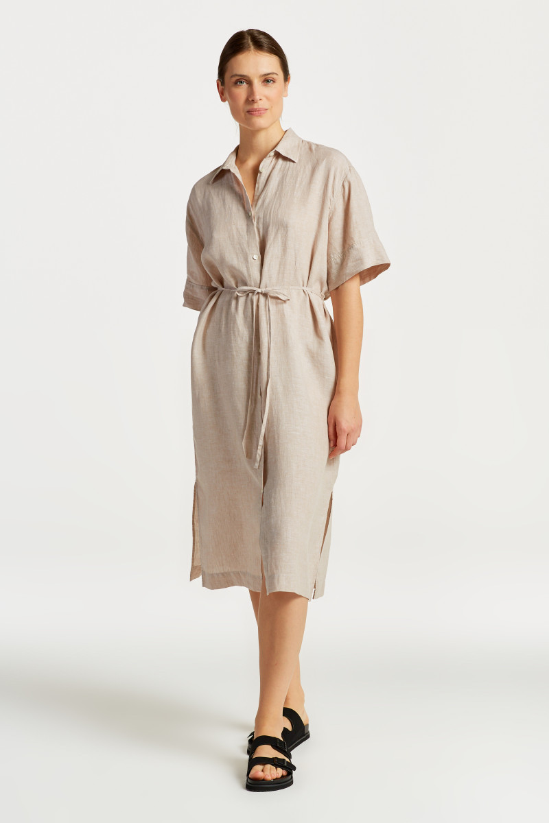 ŠATY GANT RELAXED SS LINEN SHIRT DRESS HORN BEIGE | GANT SK