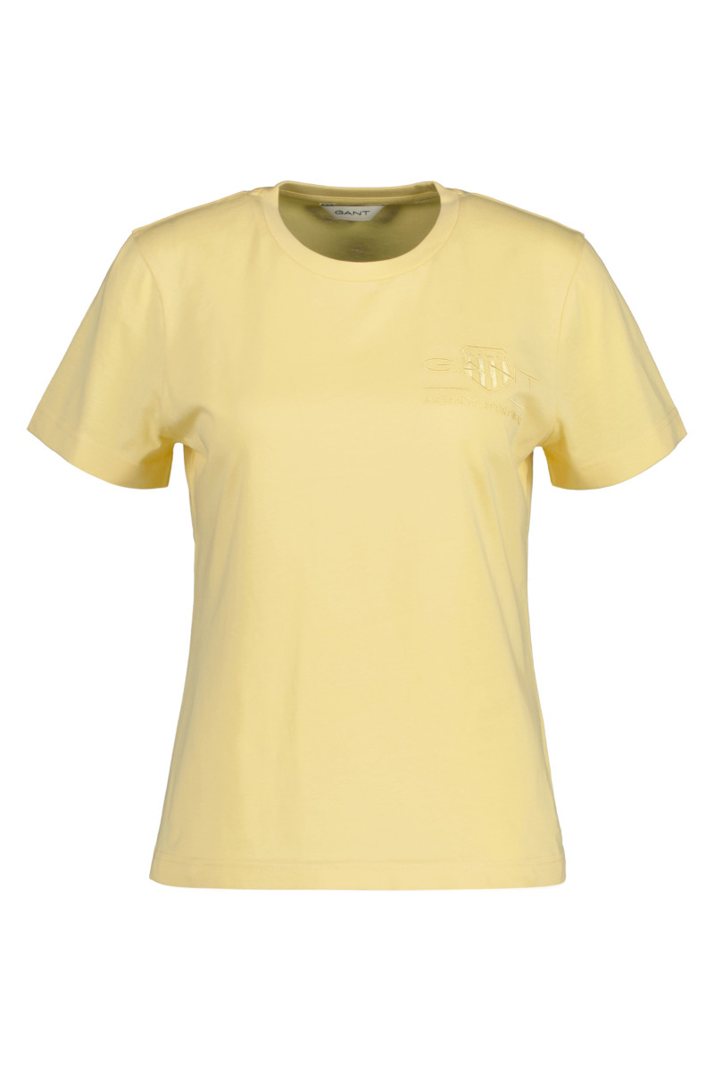 TRIČKO GANT REG TONAL SHIELD SS T-SHIRT DUSTY LIGHT YELLOW | GANT CZ