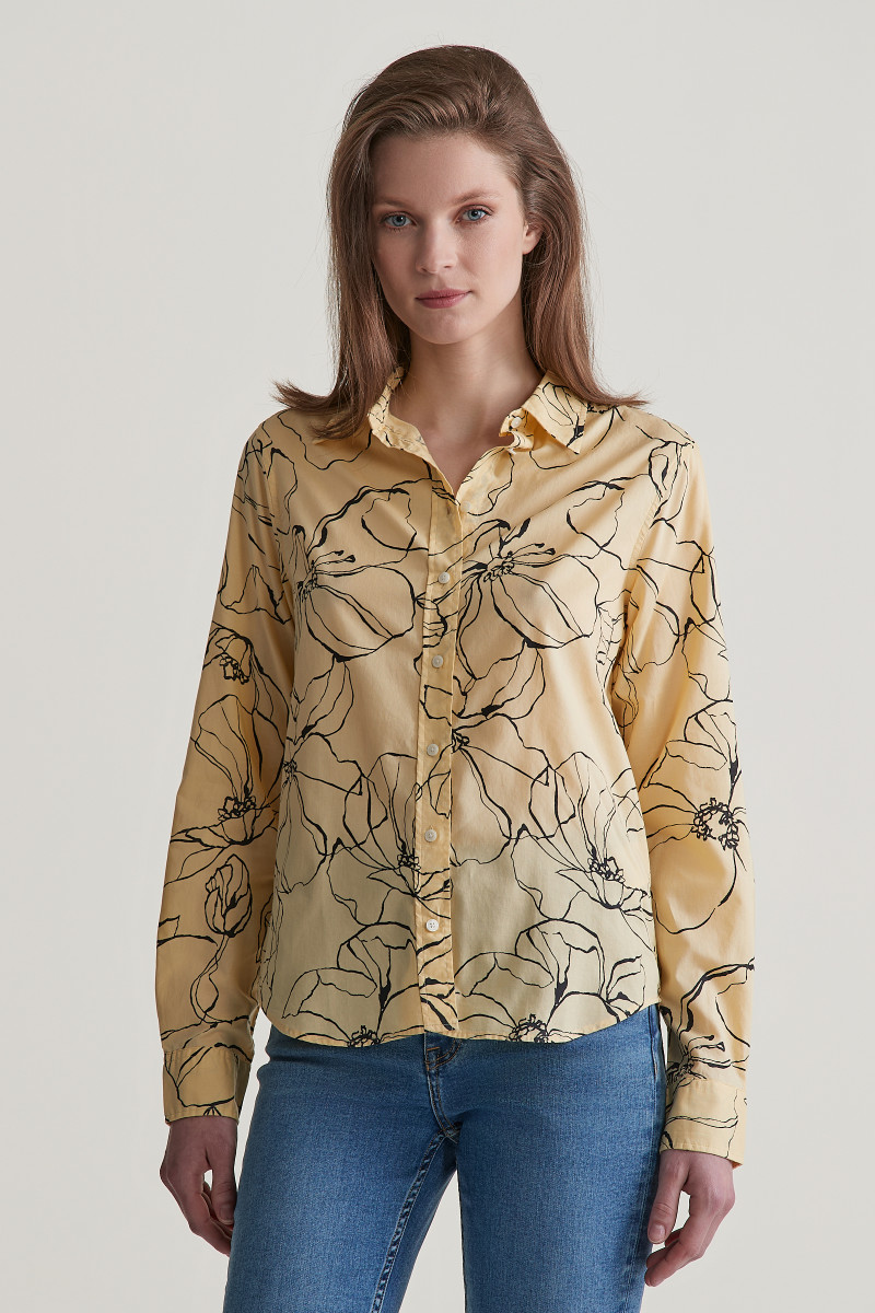 KOŠILE GANT REG LINE DRAWING COT VOILE SHIRT DUSTY LIGHT YELLOW | GANT CZ