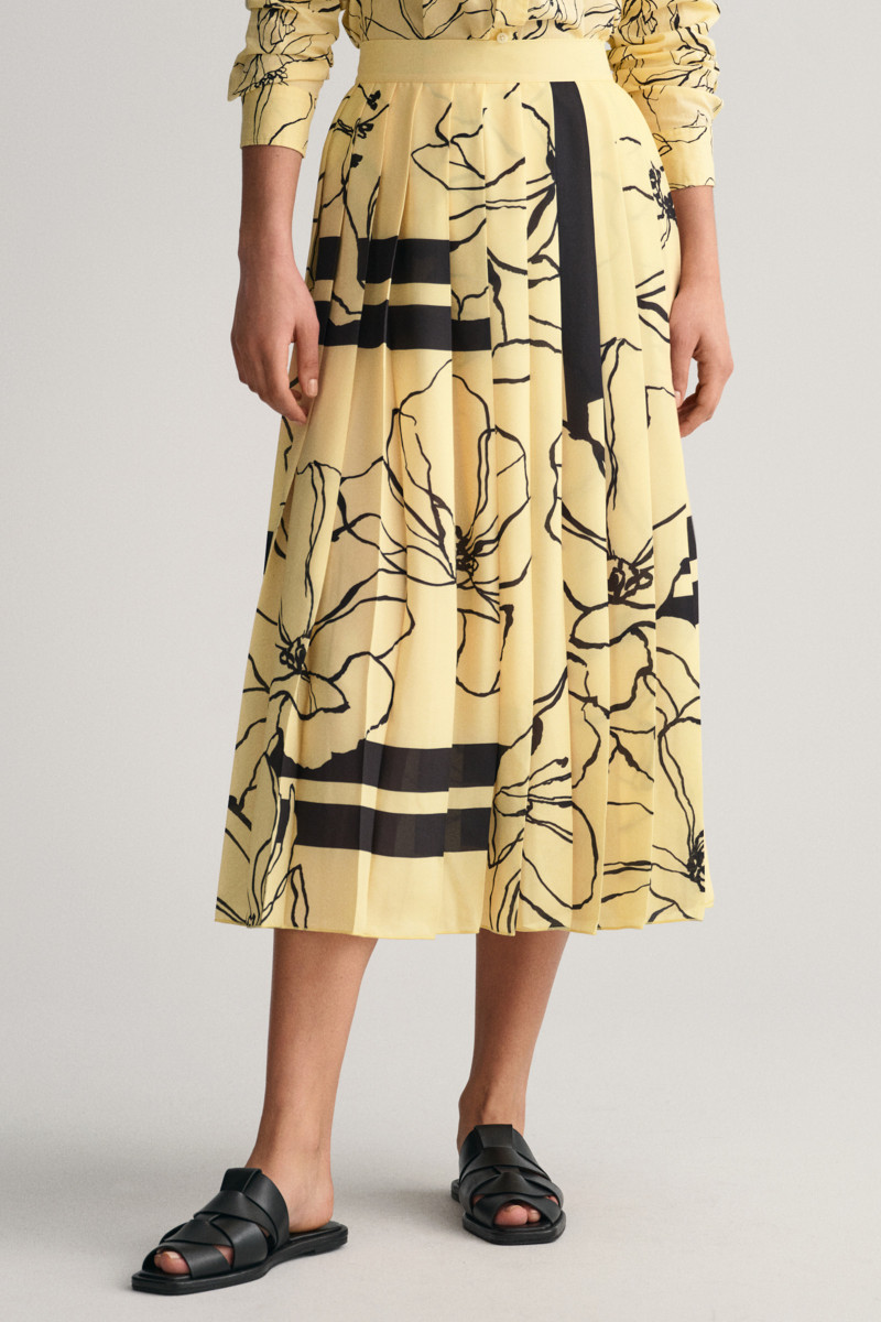 SUKNĚ GANT LINE DRAWING PLEATED SKIRT DUSTY LIGHT YELLOW | GANT CZ