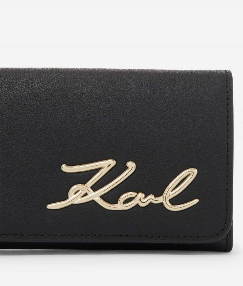 PEŇAŽENKA KARL LAGERFELD K/SIGNATURE CONT FLAP WALLET BLACK/GOLD ...