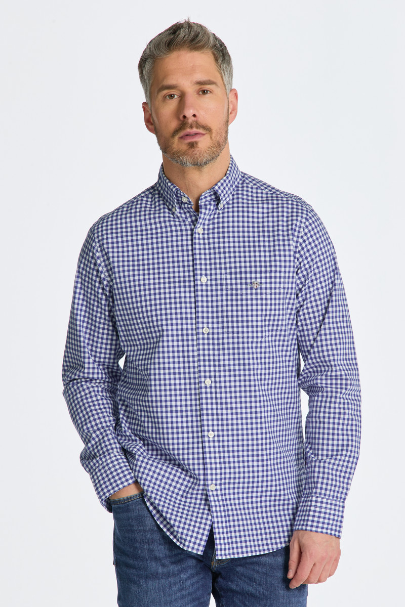 KOŠEĽA GANT REG POPLIN GINGHAM SHIRT COLLEGE BLUE | GANT SK