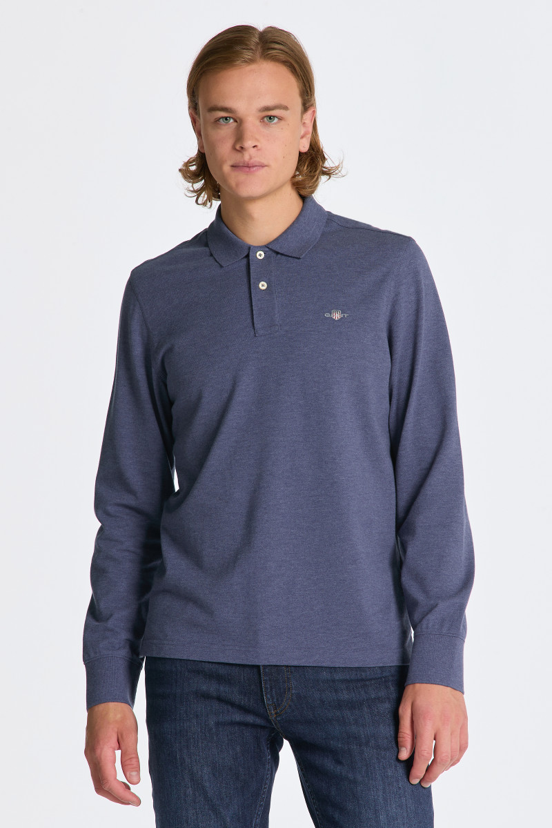 POLOKOŠILE GANT REG SHIELD LS PIQUE RUGGER DARK JEANSBLUE MELANGE | GANT CZ