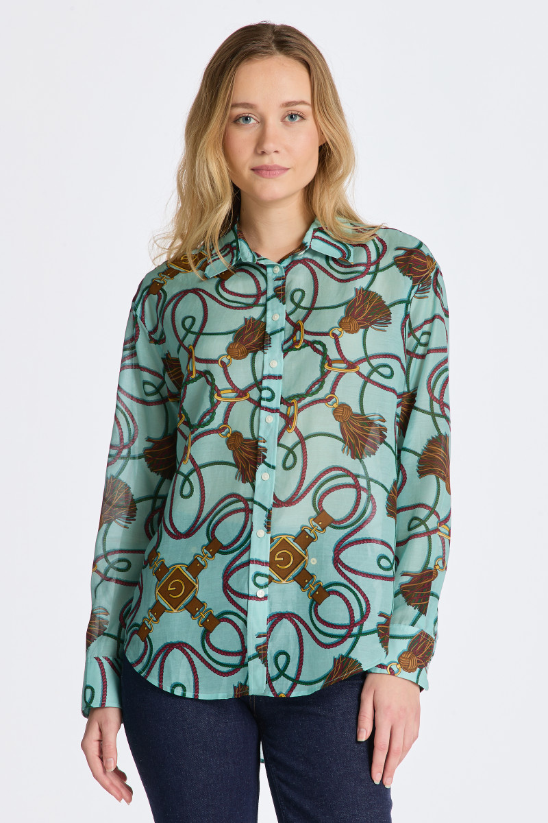 KOŠEĽA GANT REL ROPE PRINT COT SILK SHIRT IBIZA BLUE | GANT SK