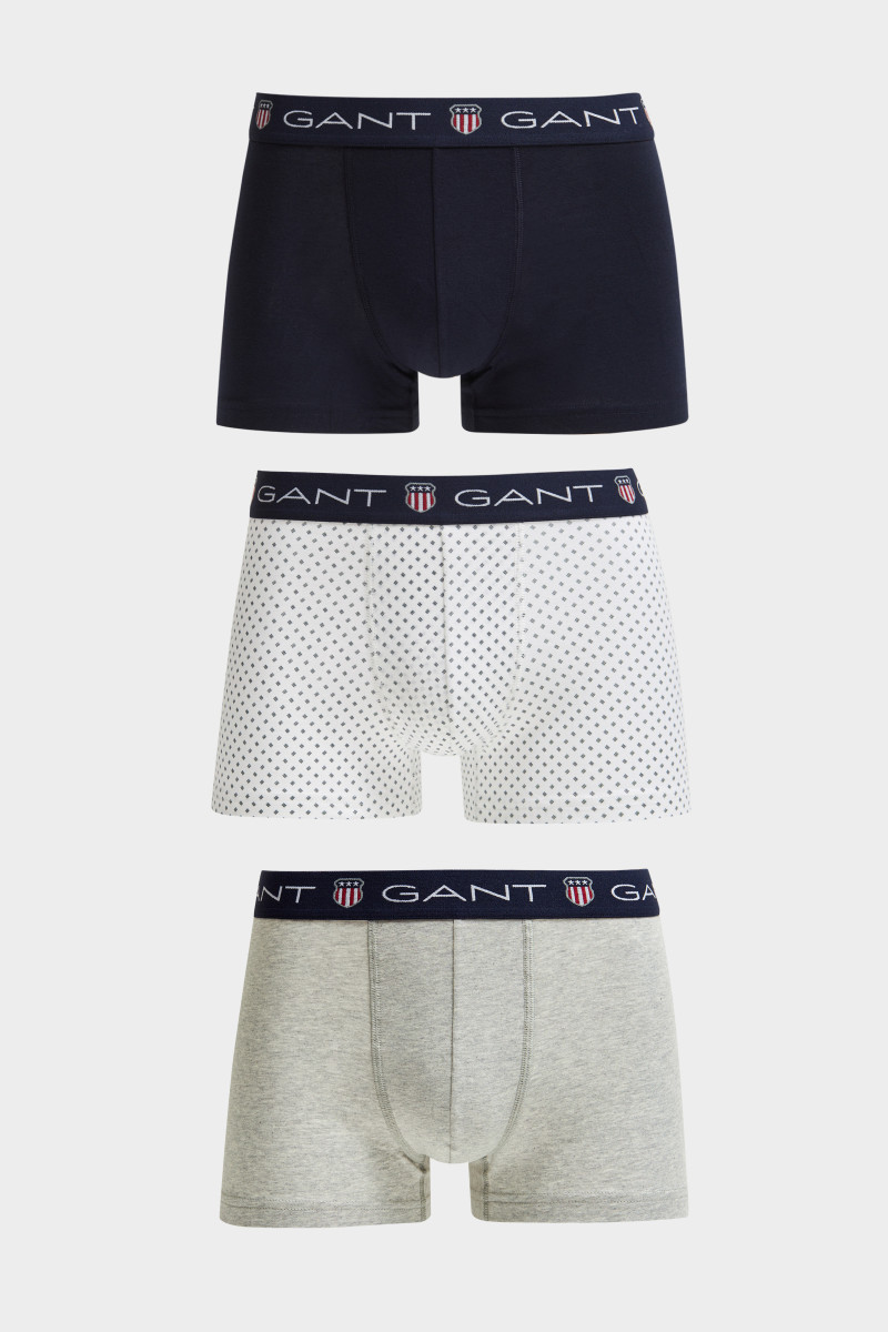 SPODNÍ PRÁDLO GANT MICRO PRINT SHIELD TRUNK 3-PACK WHITE | GANT CZ
