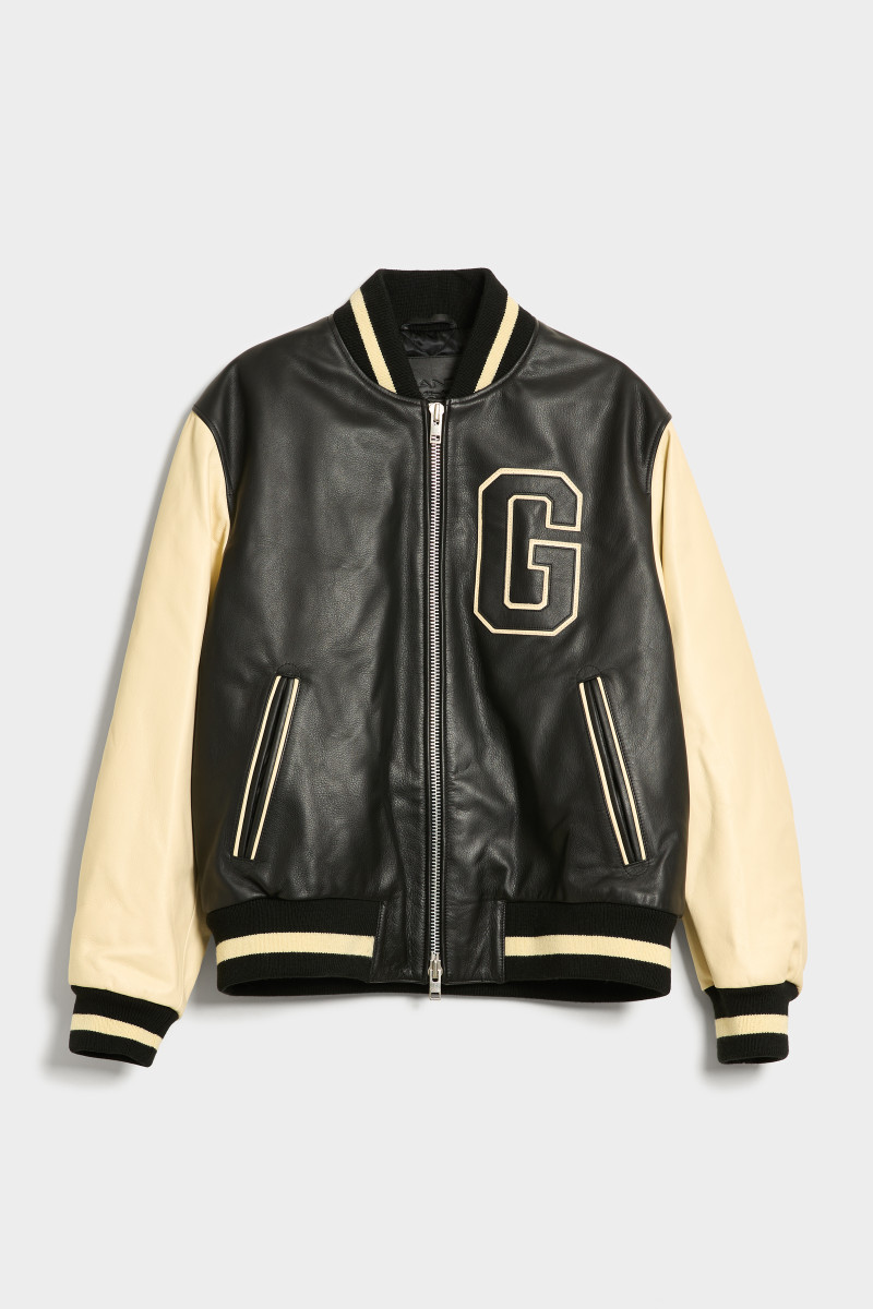 BUNDA GANT UNISEX LEATHER VARSITY JACKET BLACK | GANT CZ