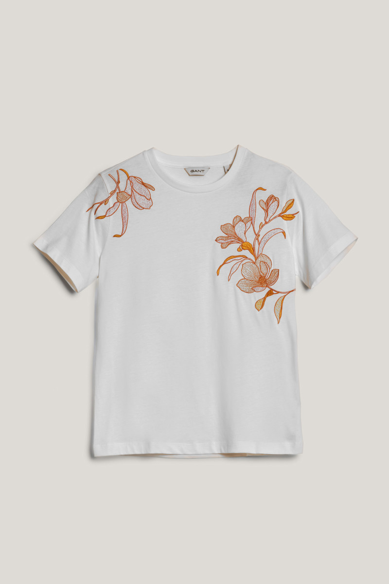 TRIČKO GANT REG MAGNOLIA EMBROIDERY SS T-SHIRT EGGSHELL | GANT CZ