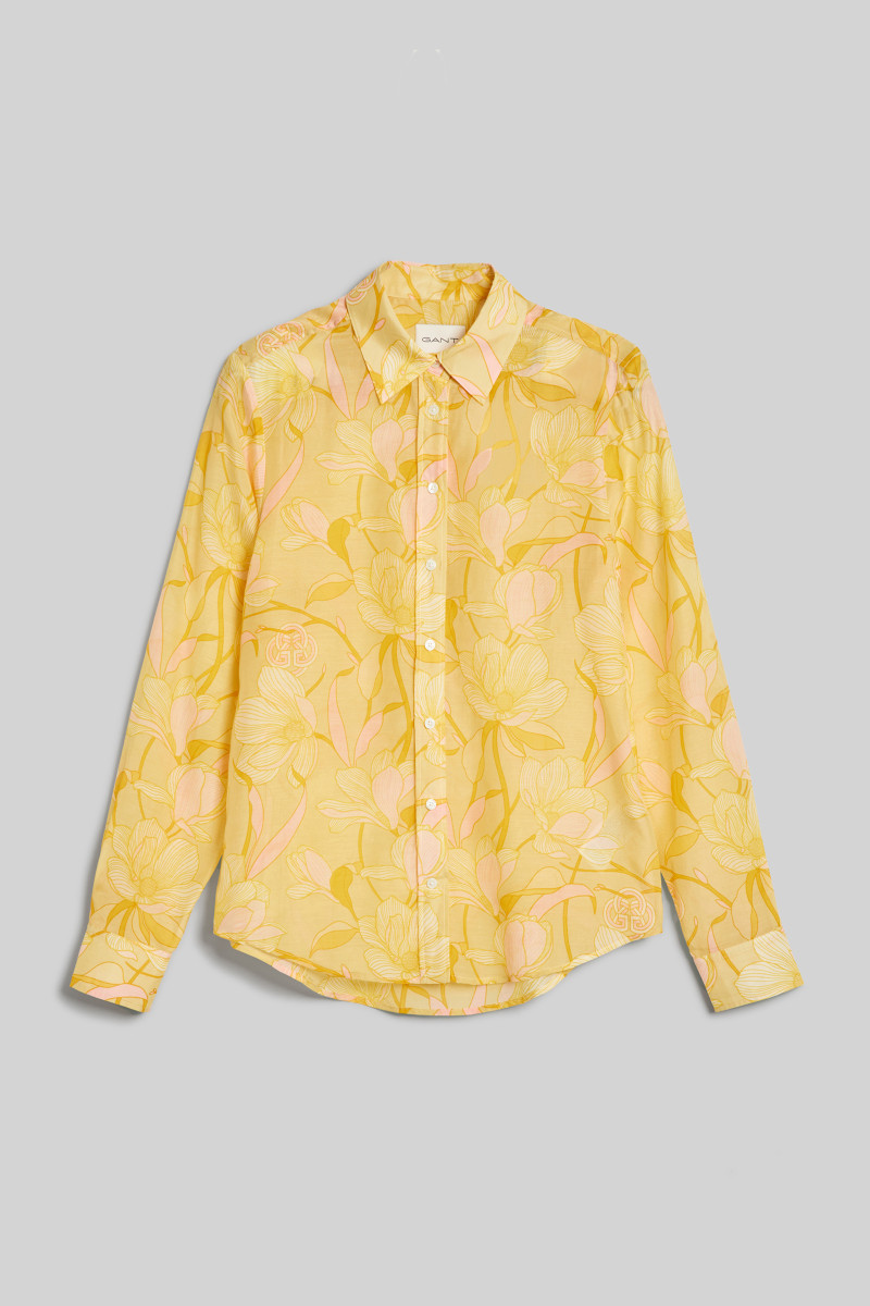 KOŠILE GANT REG MAGNOLIA PRINT COT SILK SHIRT dusty yellow | GANT CZ