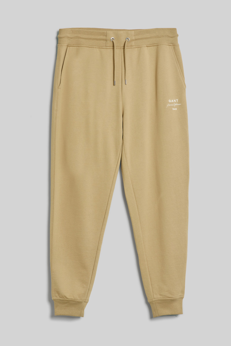 TEPLÁKY GANT LOGO SCRIPT JERSEY PANTS dried khaki | GANT CZ