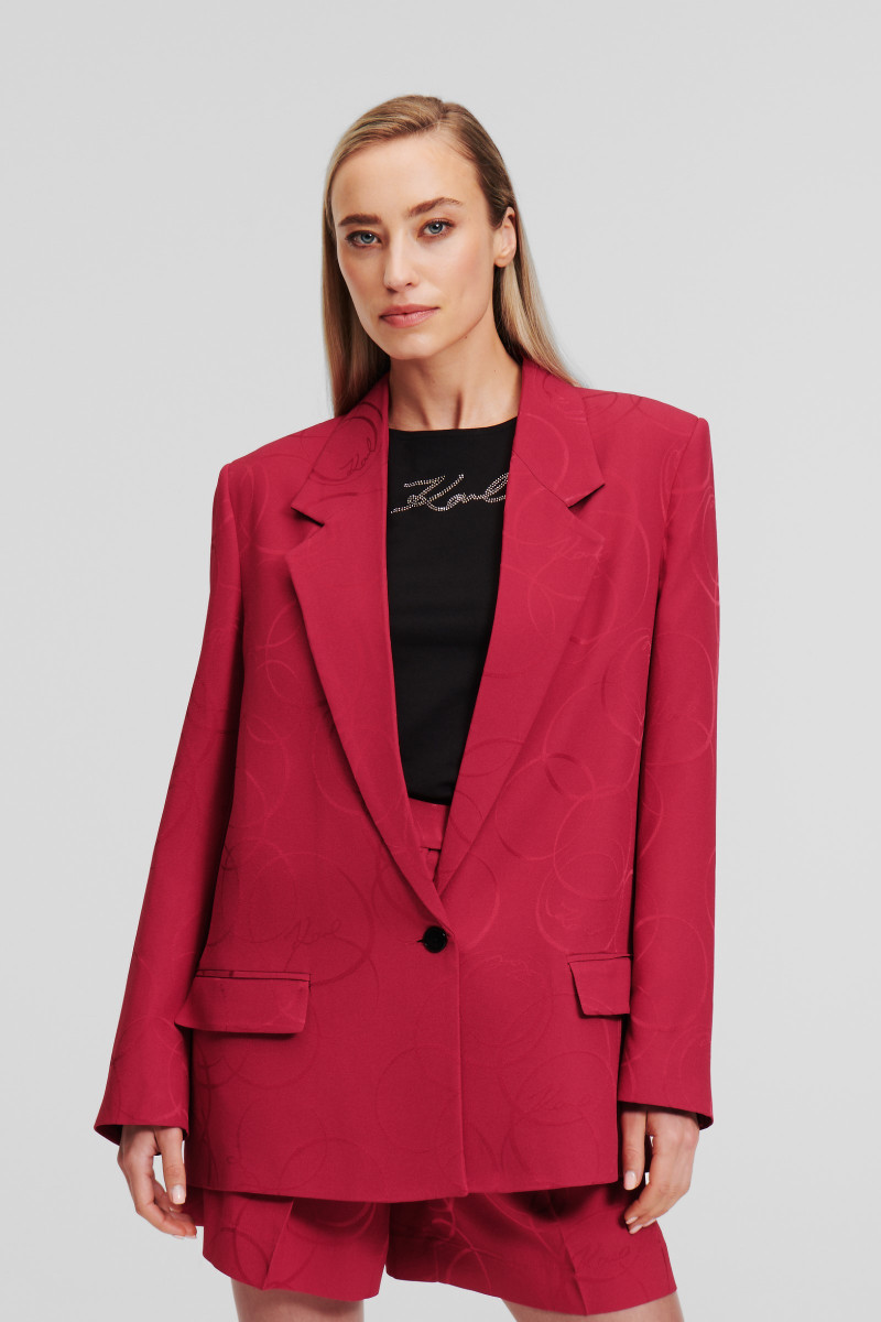 ZAKÓ KARL LAGERFELD SATIN SUIT BLAZER PERSIAN RED | VERMONT HU