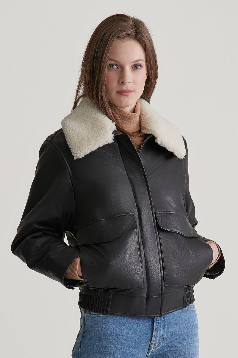 BUNDA GANT LEATHER JACKET BLACK | GANT CZ