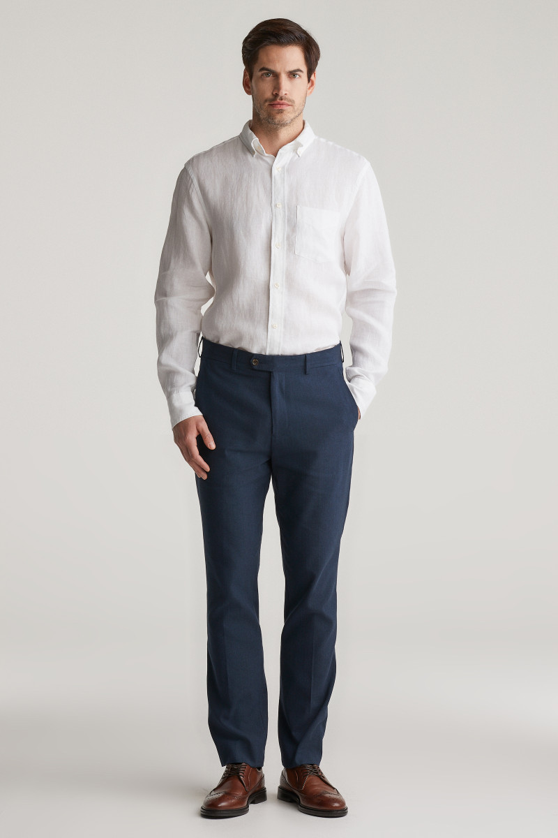 KALHOTY GANT SLIM COT/LINEN SUIT PANTS EVENING BLUE | GANT CZ