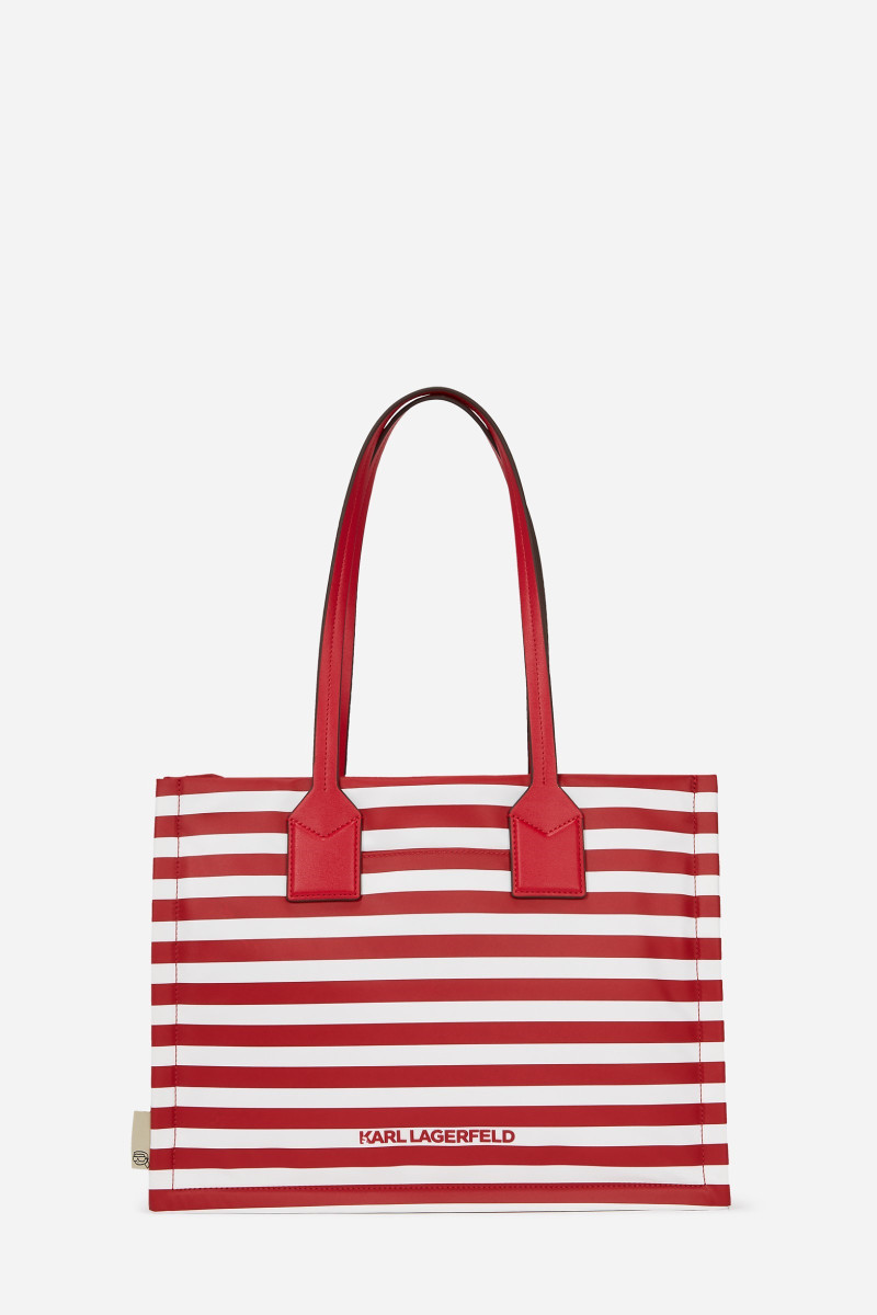 KABELKA KARL LAGERFELD IKON NYLON MD SQUARE TOTE SCARLET SAGE-WHITE ...