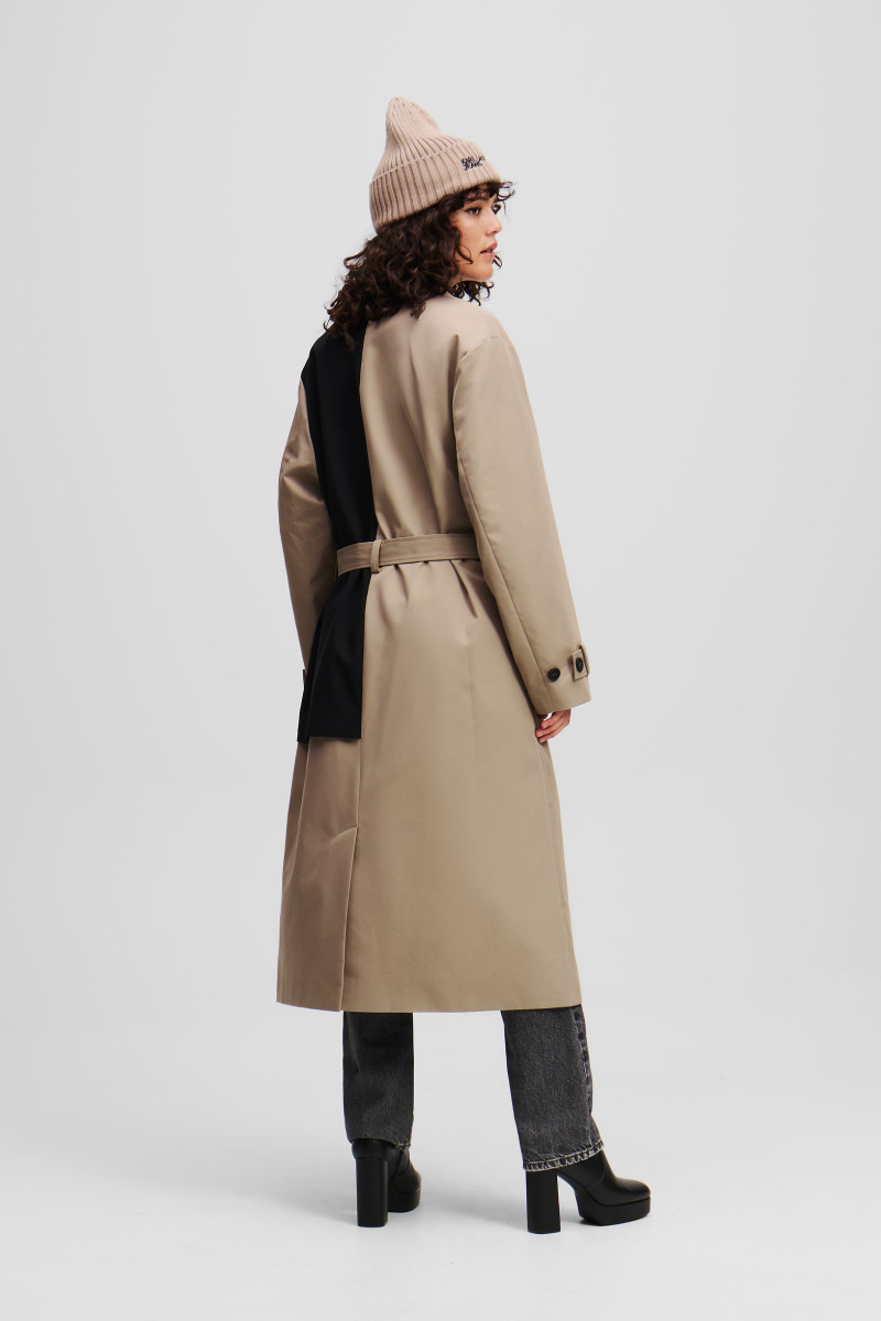 KABÁT KARL LAGERFELD JEANS KLJ MIXED MATERIAL TRENCH DESERT TAUPE ...