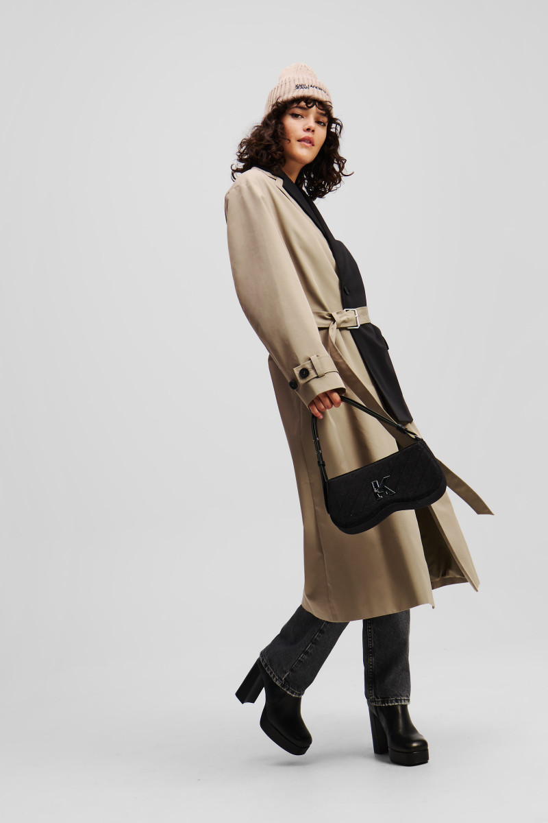 KABÁT KARL LAGERFELD JEANS KLJ MIXED MATERIAL TRENCH DESERT TAUPE ...