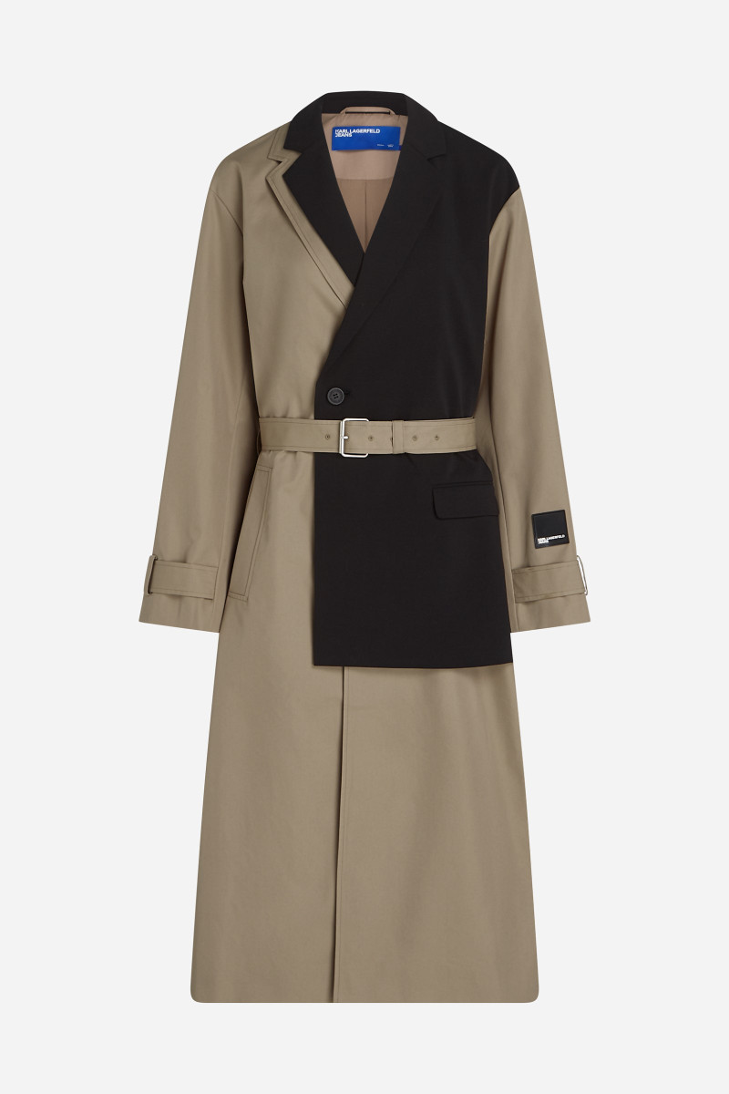 KABÁT KARL LAGERFELD JEANS KLJ MIXED MATERIAL TRENCH DESERT TAUPE ...