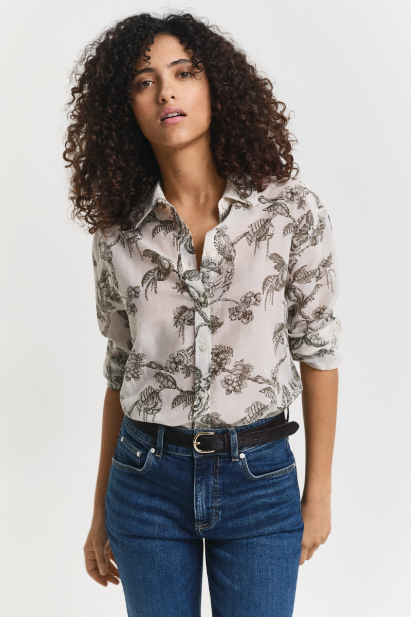 KOŠILE GANT REL TREE PRINT COT SILK SHIRT GREEN LAGOON | GANT CZ